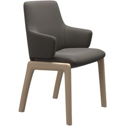 Polsterstuhl stressless "Laurel", grau (metal grau paloma, eiche gekalkt), B:58cm H:92cm T:59cm, Leder PALOMA: PALOMA ist ein durchgef&auml;rbtes Semianilin-M&ouml;belleder mit nat&uuml;rlicher Narbung., St&uuml;hle, Polsterstuhl, Low Back mit Armlehne, Gr&ouml;&szlig;e L, abgerundete Beine in Eiche gekalkt