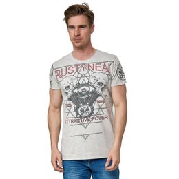 T-Shirt Rusty Neal, Damen, Gr. M, grau, 100% Baumwolle, bedruckt, normal, Rundhals, Shirts T-Shirt, mit coolem Frontprint