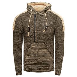 Kapuzensweatshirt Rusty Neal "Knitwear", Herren, Gr. L, gr&uuml;n (khaki), 70% Polyacryl, 30% Baumwolle, unifarben, normal, ohne Ausschnitt, Sweatshirts, mit praktischem Rei&szlig;verschluss