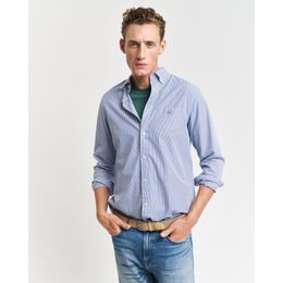 Langarmhemd Gant "REG POPLIN BANKER SHIRT", Herren, Gr. 4XL, N-Gr, blau (college blau), Web, Obermaterial: 100% Baumwolle, Hemden, Banker Stripe Popeline, leichte Baumwolle