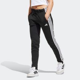 Sporthose adidas Sportswear "ESSENTIALS KIDS", M&auml;dchen, Gr. 128, N-Gr, schwarz-wei&szlig; (schwarz, wei&szlig;), Obermaterial: 55% Baumwolle, 36% Polyester, 9% Viskose, Hosen Sporthose