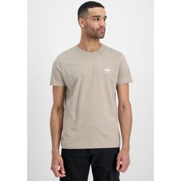 Rundhalsshirt Alpha Industries "BASIC T SMALL LOGO", Herren, Gr. 3XL, beige (vintage sand), Single Jersey, Obermaterial: 100% Baumwolle, bedruckt, schmal normal, Rundhals, eingesetzt gerader Abschluss, Shirts Rundhalsshirt, Baumwolle, regular fit