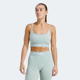 Damen Sport-BH "HYPERGLAM 3-STREIFEN LIGHT SUPPORT BH", adidas Performance, Gr. Swonder sage, Obermaterial: 85% Polyester, 15% Elasthan, BHs