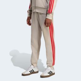 Sporthose adidas Sportswear "ESSENTIALS 3-STREIFEN", Herren, Gr. M, N-Gr, wonder alumina, pure ruby, Obermaterial: 55% Baumwolle, 36% Polyester, 9% Viskose, Hosen Sporthose