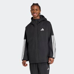 Trainingsjacke adidas Sportswear "ESSENTIALS CLIMAPROOF 3-STREIFEN", Herren, Gr. M, schwarz, Obermaterial: 100% Polyester, Jacken Trainingsjacke