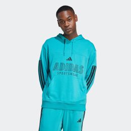 Kapuzensweatshirt adidas Sportswear "HOUSE OF TIRO FRENCH TERRY HOODIE", Herren, Gr. M, pure teal, schwarz, Obermaterial: 70% Baumwolle, 30% Polyester, angesetztes B&uuml;ndchen, Sweatshirts