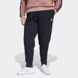 Sporthose adidas Sportswear "ESSENTIALS 3-STREIFEN JOGGER- (GROSSE GR&Ouml;SSEN)", Damen, Gr. 4X, N-Gr, schwarz, wei&szlig;, normal, gr., Obermaterial: 93% Baumwolle, 7% Elasthan, Hosen Sporthose
