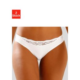 Slip Nuance, Damen, Gr. 40/42, 2 Stk., wei&szlig; (2xwei&szlig;), Microfaser, Obermaterial: 85% Polyamid, 15% Elasthan, k&ouml;rpernah, Unterhosen Slip, mit Spitzeneinsatz vorne