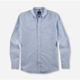 Langarmhemd OLYMP "OLYMP Hemd Casual", Herren, Gr. S, N-Gr, blau, Obermaterial: 100% Baumwolle, regular fit, Manschette, Hemden
