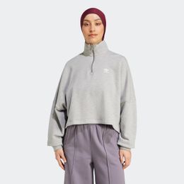 Sweatshirt adidas originals "ESSENTIALS FRENCH TERRY 1/2 ZIP", Damen, Gr. XXL, grau (medium grau heather), Obermaterial: 100% Baumwolle, angesetztes B&uuml;ndchen, Sweatshirts Sweatshirt