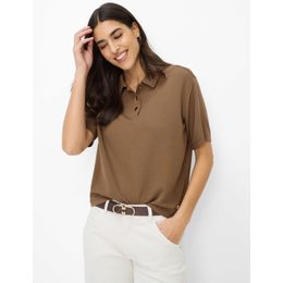Poloshirt Brax "Style CARA S", Damen, Gr. 40, braun, 67% Viskose, 26% Polyester, 7% Elasthan, Shirts