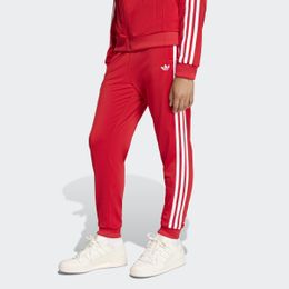 Sporthose adidas originals "SST", M&auml;dchen, Gr. 140, N-Gr, better scarlet, wei&szlig;, Obermaterial: 100% Polyester, Hosen Sporthose