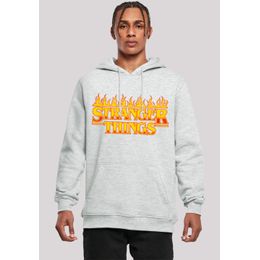 Kapuzenpullover F4NT4STIC "Stranger Things Fire Logo Women Netflix TV Series", Herren, Gr. L, grau (erdgrau), Obermaterial: 65% Baumwolle, 35% Polyester, slim fit, Pullover Kapuzenpullover, Premium Qualit&auml;t