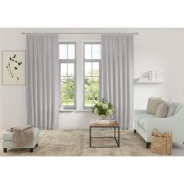 Vorhang OTTO HOME "Parry" Gr. 4, silber (silberfarben), B:140cm H:245cm, Polyester, Recyceltes Material, Gardinen, 2-er Set, blickdicht, monochrom, basic, einfarbig, Bestseller
