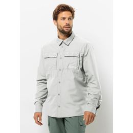 Langarmhemd Jack Wolfskin "BARRIER LS SHIRT M", Herren, Gr. L (52), Normalgr&ouml;&szlig;en, grau (cool, grau), OBERSTOFF: 46% POLYAMID, 27% LYOCELL, 27% VISKOSE; Futter: 100% POLYESTER, Hemden