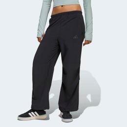 Sporthose adidas Sportswear "FUTURE ICONS WIDE STRETCH WOVEN", M&auml;dchen, Gr. 116, N-Gr, schwarz, schwarz, Obermaterial: 87% Polyester, 13% Elasthan, Hosen Sporthose