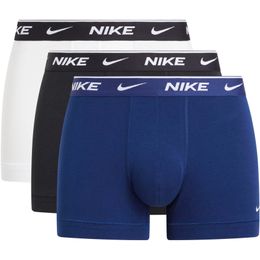 Trunk NIKE UNDERWEAR "TRUNK 3PK", Herren, Gr. XL (52), 3 Stk., tqj deep night, wei&szlig;, schwarz, Jersey, Obermaterial: 95% Baumwolle, 5% Elasthan, k&ouml;rpernah, Unterhosen, mit farbigem NIKE Logo-Elastikbund