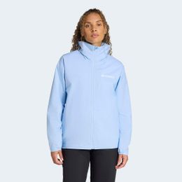 Regenjacke adidas terrex "W MT ESS 2L R J", Damen, Gr. L, blau (globlu), Obermaterial: 100% Polyester, normal, Jacken Regenjacke