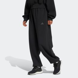 Sporthose adidas Sportswear "SOFT LUX LOOSE", Damen, Gr. M, N-Gr, schwarz, Obermaterial: 51% Polyester, 25% Modal, 15% Baumwolle, 9% Elasthan, Hosen Sporthose, lockerer Schnitt, f&uuml;r Laufen und sportliche Aktivit&auml;ten