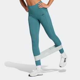 Trainingstights adidas Performance "OPTIME RIB 7/8-LEGGINGS", Damen, Gr. L, N-Gr, preloved teal, Obermaterial: 79% Polyester, 21% Elasthan, 7/8-L&auml;nge, Hosen