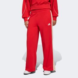 Sporthose adidas Sportswear "STADIUM MIT WEITEM BEIN", M&auml;dchen, Gr. 140, N-Gr, pure ruby, sanftes wei&szlig;, Obermaterial: 70% Baumwolle, 30% Polyester, Hosen Sporthose