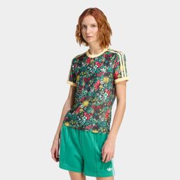 Damen T-Shirt "adidas originals X LIBERTY LONDON 3-STREIFEN"schwarz, bold gr&uuml;n, collegiate gr&uuml;n, eqt gelb, Gr. M, adidas originals, Obermaterial: