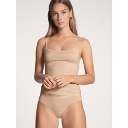 Unterhemd Calida "Natural Comfort", Damen, Gr. XXS (32/34), N-Gr, beige, Single Jersey, Obermaterial: 92% Baumwolle, 8% Elasthan, normal, Rundhals, Unterhemden Unterhemd, Baumwoll-Mix, Single Jersey Qualit&auml;t, weich, elastisch, pillingarm