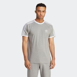 T-Shirt adidas originals "ADICOLOR CLASSICS 3-STREIFEN", Damen, Gr. XS, grau (medium grau heather), Obermaterial: 100% Baumwolle, bestickt, normal, Rundhals, Shirts T-Shirt, schmale Passform, Kurzarm, mit kontrastierendem Saum, aus Baumwolle