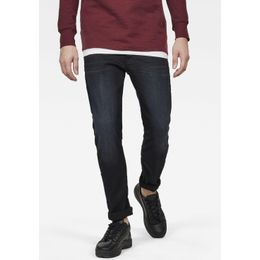 G-Star Raw Slim-fit-Jeans G-STAR "3301 Slim", Herren, Gr. 32, L&auml;nge 36, blau (schwarz aged), Denim/Jeans, Obermaterial: 98% Baumwolle, 2% Elasthan, Abriebeffekte, slim fit lang, Jeans Slim-fit-Jeans, mit toller Waschung und Elasthan