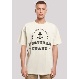 T-Shirt F4NT4STIC "Northern Coast Nordsee Knut & Jan Hamburg", Damen, Gr. L, beige (sand), Obermaterial: 100% Baumwolle, oversize, Rundhals, ohne B&uuml;ndchen, Shirts T-Shirt, Print