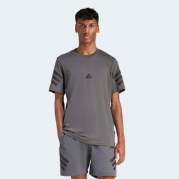 T-Shirt adidas Sportswear "FUTURE ICONS 3-STREIFEN", Herren, Gr. M, grau (grau six), Obermaterial: 100% Baumwolle, normal, Rundhals, Shirts T-Shirt