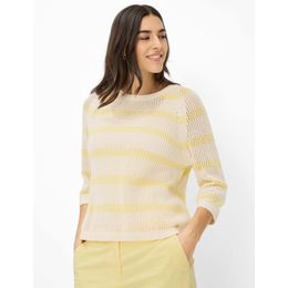 Strickpullover Brax "Style NALA", Damen, Gr. 38, gelb, Strick, 100% Baumwolle, Rundhals, Pullover Strickpullover