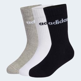 M&auml;dchen Funktionssocken "LINEAR KIDS CREW 3ER-PACK", adidas Performance, Gr. 34wei&szlig;, medium grau heather, schwarz, Obermaterial: 58% Baumwolle, 38%