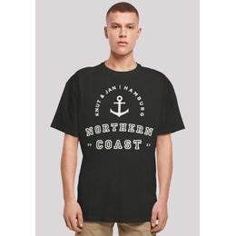 T-Shirt F4NT4STIC "Northern Coast Nordsee Knut & Jan Hamburg", Damen, Gr. 4XL, schwarz, Obermaterial: 100% Baumwolle, oversize, Rundhals, ohne B&uuml;ndchen, Shirts T-Shirt, Print