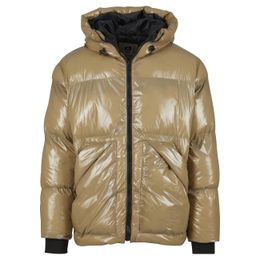 Winterjacke DEF "DEF Herren DEF Shiny Pufferjacket", Herren, Gr. L, beige, 100% Polyester, unifarben, normal, ohne Ausschnitt, Jacken Winterjacke