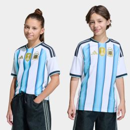 Fu&szlig;balltrikot adidas Performance "ARGENTINIEN 26 MESSI KIDS HEIMTRIKOT", Jungen, Gr. 164, wei&szlig;, icey blau, light blau, Obermaterial: 100% Polyester, normal, Rundhals, Trikots Fu&szlig;balltrikot, WM Trikot Argentinien 2026
