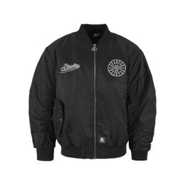 Bomberjacke STARTER Black Label "Starter Black Label Starter Patch Bomberjacket", Herren, Gr. M, schwarz, 70% Baumwolle, 30% Polyester, normal, amerikanischer Ausschnitt, Jacken Bomberjacke