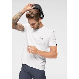 Rundhalsshirt Alpha Industries "BASIC T SMALL LOGO", Herren, Gr. XL, wei&szlig;, Single Jersey, Obermaterial: 100% Baumwolle, bedruckt, schmal normal, Rundhals, eingesetzt gerader Abschluss, Shirts Rundhalsshirt, Baumwolle, regular fit
