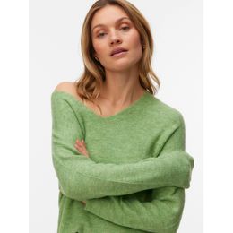 V&eacute;ro Moda VERO MODA Damen V-Ausschnitt-Pullover "VMCREWLEFILE LS V-NECK BLOUSE NOOS"mistletoe detail:melange, Gr. XL, meliert, Strick, Obermaterial: 70%