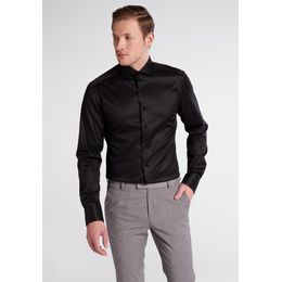 Langarmhemd Eterna "SLIM FIT", Herren, Gr. 43, Normalgr&ouml;&szlig;en, schwarz, Twill, 100% Baumwolle, schmal, Manschette, Hemden, NON IRON (b&uuml;gelfrei)