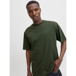 Jack & Jones Oversize-Shirt JACK & JONES "JJEBRADLEY Oversize T-Shirt mit klassischem Rundhalsausschnitt", Herren, Gr. XS, bunt (duffel bag), Jersey, Obermaterial: 100% Baumwolle, unifarben, oversize taillenbedeckt, Rundhals, Shirts, mit gek&auml;mmten Jersey
