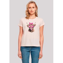 T-Shirt F4NT4STIC "Highland Cow Valentinstag Sonnenbrille", Damen, Gr. L, pink, Obermaterial: 100% Baumwolle, oversize, Rundhals, ohne B&uuml;ndchen, Shirts T-Shirt, Premium Qualit&auml;t