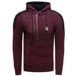 Kapuzensweatshirt Rusty Neal "Knitwear", Herren, Gr. 4XL, rot (weinrot), 70% Polyacryl, 30% Baumwolle, unifarben, normal, ohne Ausschnitt, Sweatshirts, mit praktischem Rei&szlig;verschluss