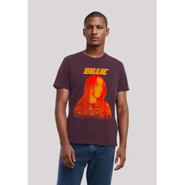 T-Shirt F4NT4STIC "Billie Eilish Portrait", Herren, Gr. XS, braun (maroon), Obermaterial: 100% Baumwolle, regular fit, Rundhals, ohne B&uuml;ndchen, Shirts T-Shirt, Premium Qualit&auml;t