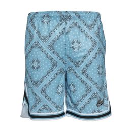 Shorts Karl Kani "Karl Kani Herren KM232-011-1 KK Varsity Paisley Mesh Shorts", Herren, Gr. XL, US-Gr&ouml;&szlig;en, cyanblau, schwarz, wei&szlig;, 100% Polyester (Recycelt), loose fit, Hosen Shorts