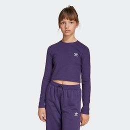 Langarmshirt adidas originals "LANG&Auml;RMELIGES, K&Uuml;RZER GESCHNITTENES AUS RIPPSTRICK F&Uuml;R KINDER", M&auml;dchen, Gr. 170, wei&szlig; (aurora plum, wei&szlig;), Obermaterial: 46% Baumwolle, 45% Viskose, 9% Elasthan, kurz, Rundhals, Shirts Langarmshirt, Langarm, schmale Passform, geripptes Material, aus Baumwollmix