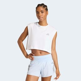 Laufshirt adidas Performance "ADI365 RUNNING ESSENTIALS CROP", Damen, Gr. L, wei&szlig;, Obermaterial: 100% Baumwolle, Rundhals, Shirts Laufshirt