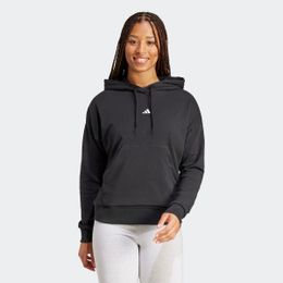 Kapuzensweatshirt adidas Sportswear "ESSENTIALS SMALL LOGO FRENCH TERRY HOODIE", Damen, Gr. L, schwarz-wei&szlig; (schwarz, wei&szlig;), Obermaterial: 70% Baumwolle, 30% Polyester, angesetztes B&uuml;ndchen, Sweatshirts