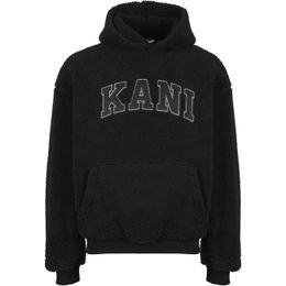 Kapuzenpullover Karl Kani "Karl Kani Karl Kani Serif Teddy Hoodie", Herren, Gr. L, schwarz, 80% Baumwolle, 20% Polyester, mehrfarbig, loose fit, ohne Ausschnitt, Pullover Kapuzenpullover
