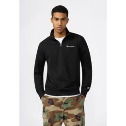 Sweatshirt Champion "ICONS CONTRAST Terry Half Zip Sweatshirt", Herren, Gr. L, schwarz (nbk), Sweatware, Obermaterial: 70% Baumwolle, 30% Polyester, unifarben, Basic h&uuml;ftbedeckend, Rundhals, Rippb&uuml;ndchen, Sweatshirts Sweatshirt, sportlicher Schnitt, Halb-Zip-Verschluss